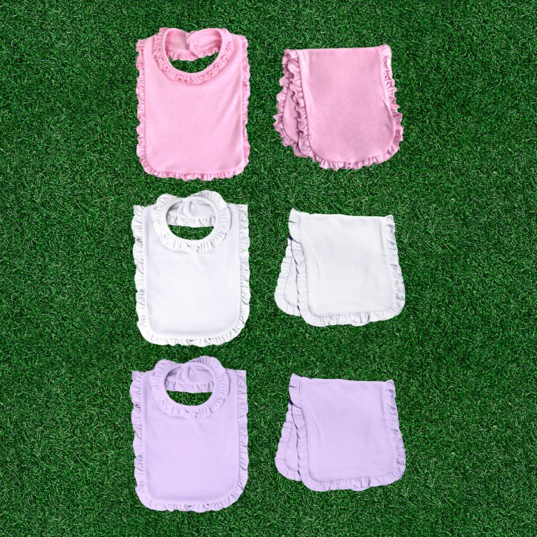 Ruffle Bib & Burp Cloth Sets - Blanks Outlet