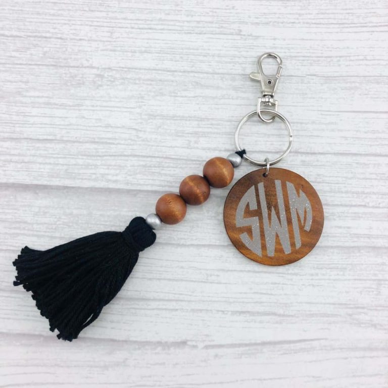 Wooden Beads Keychain With Disc & Tassel - Blanks Outlet